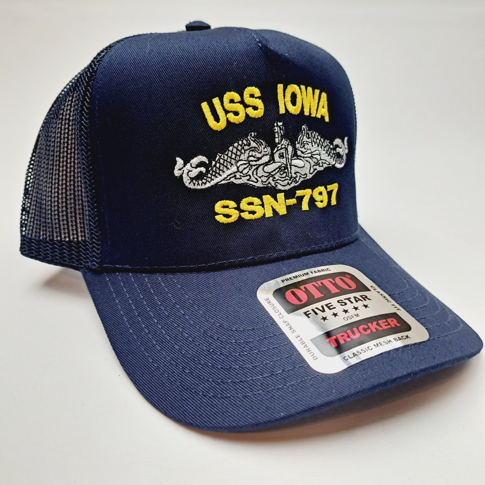 USS Iowa SSN-797 Mesh Snapback Cap Hat Navy Blue Boat Submarine Ship | eBay