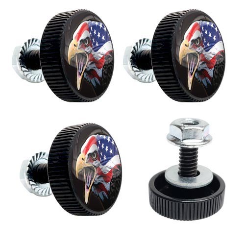 4 Black "USA Eagle" License Plate Frame Bolts - Motorcycle Custom Tag ...