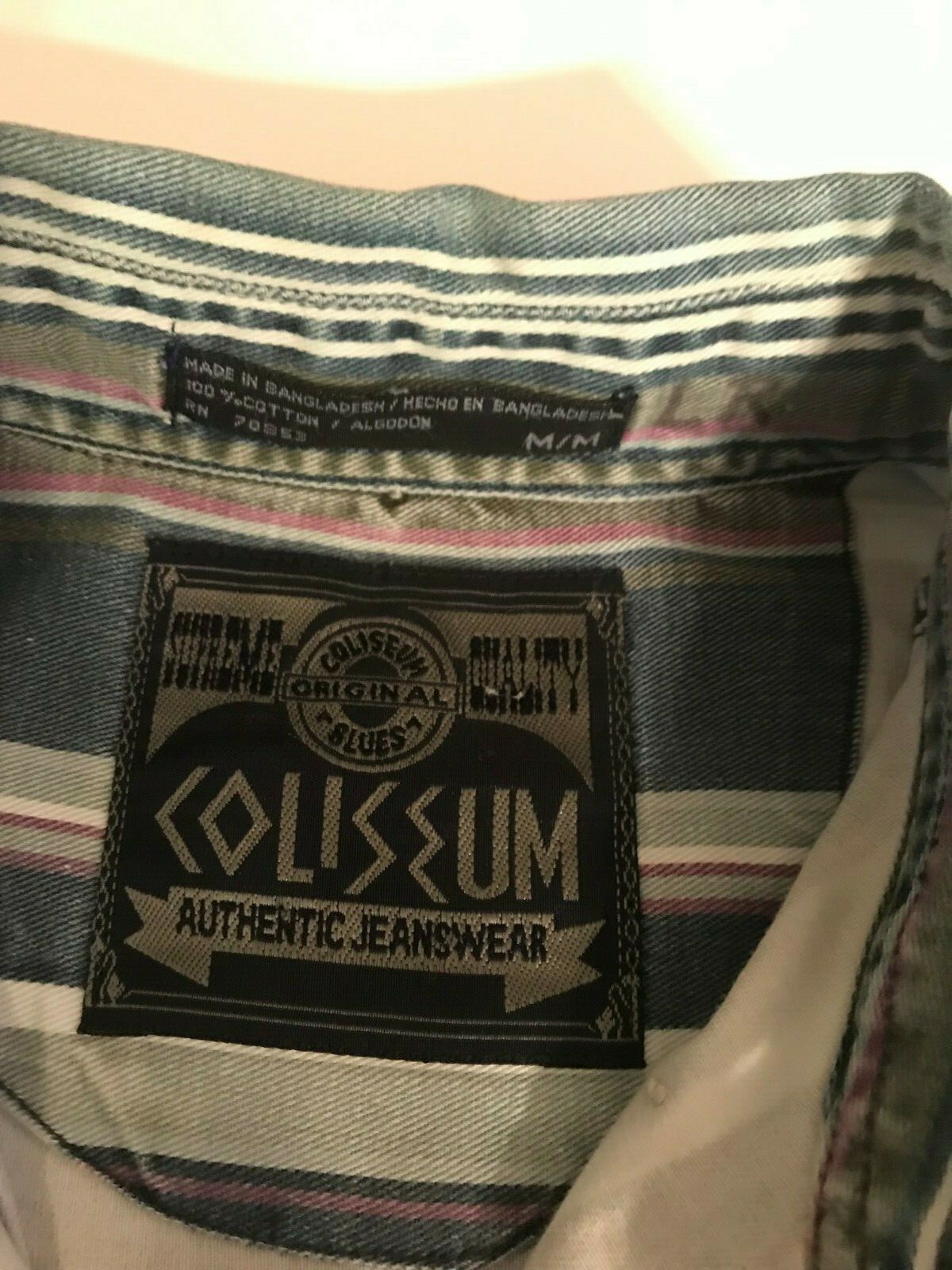 Coliseum Authentic Jeanswear western stripe denim blue shirt size M | eBay