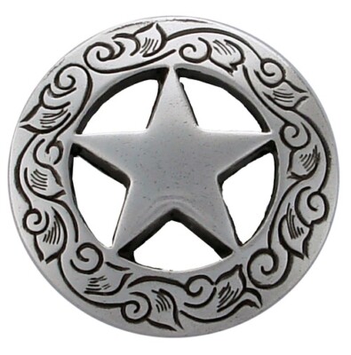 RANGER STAR CONCHO, Silver Plated, Screw Back, Black Scroll Design | eBay