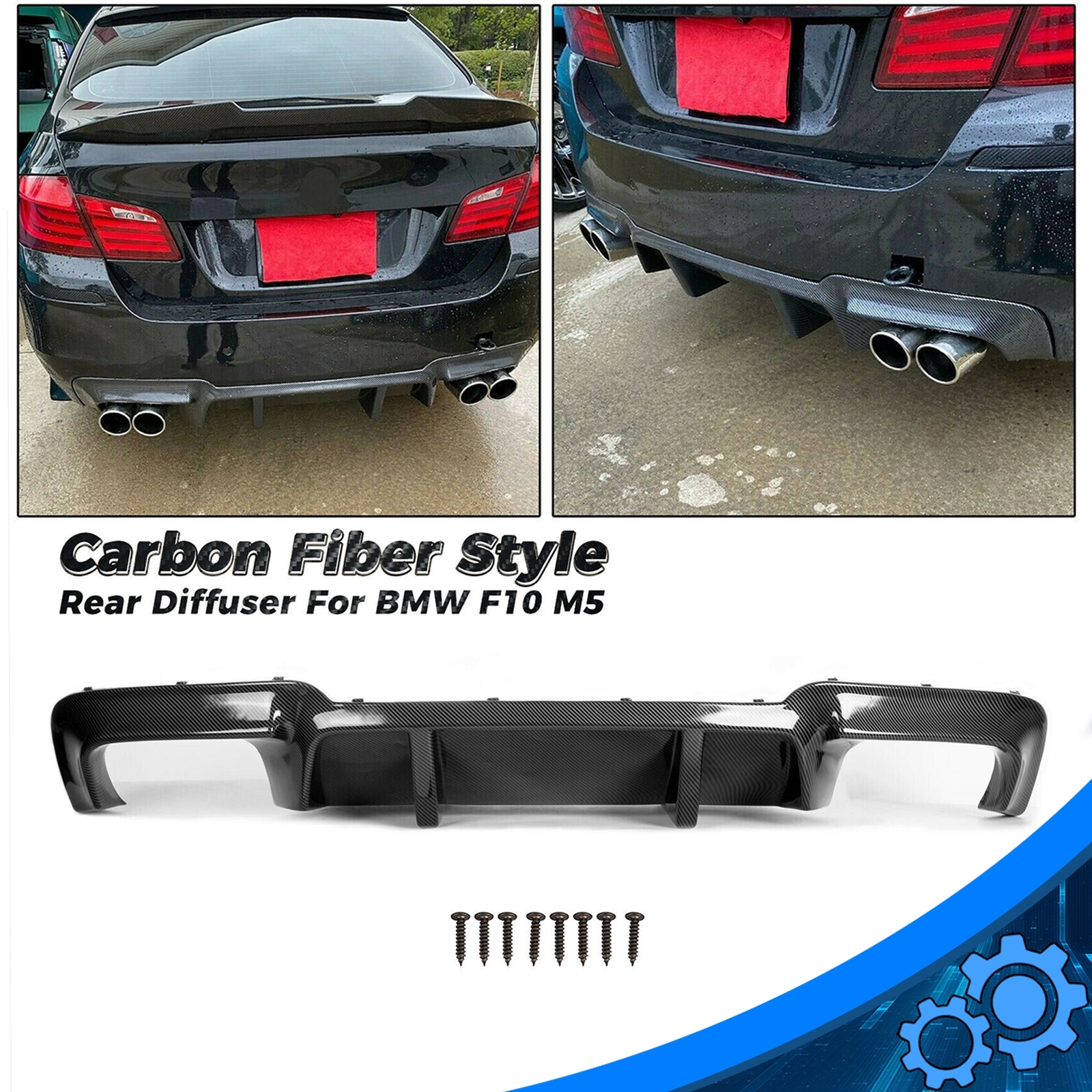 Rear Diffuser Bumper Lip For 2012-16 BMW F10 M5 Carbon Fiber Look DTM ...