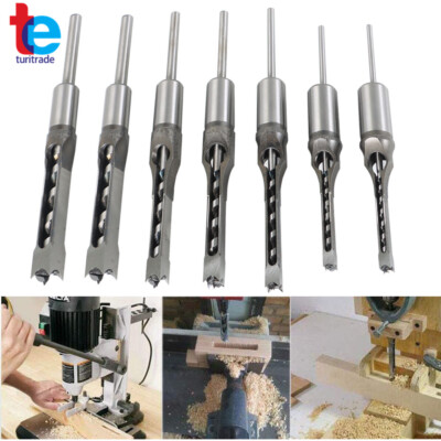 7 Pieces Twist Square Auger Mortising Chisel Drill Bits HSS Extended ...