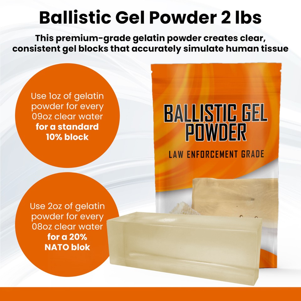 Ballistic Gel Powder 2 lbs - Gelatin Mix for Blocks, Targets and Dummys ...