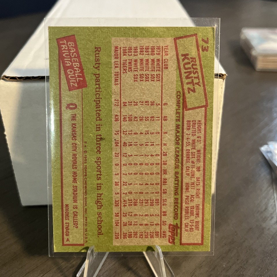 Rusty Kuntz #73 1985 Topps Detroit Tigers | eBay