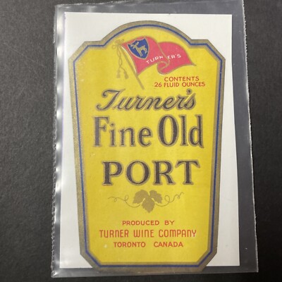 Vintage 1930s Turner's Fine Old Port UNUSED Paper Label Toronto Q2033 ...