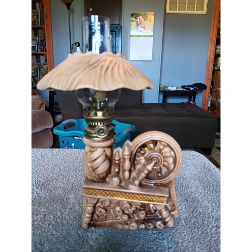 mid century ceramic spinning wheel oil lamp | eBay