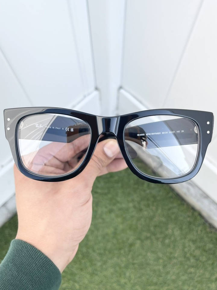 NWT Authentic Ray Ban Mega Wayfarer RB0840S 0840 Black Clear Lens Size ...