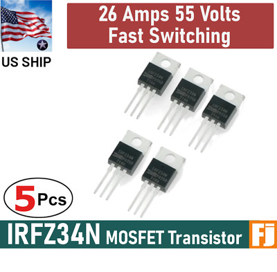 5x IRFZ34N IRFZ34 Power MOSFET Transistor 26A 55V Fast Switching IR ...