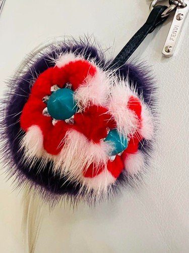 Multicolor FENDI Monster Eye Fur Keychain Bag Charm Accessory | eBay