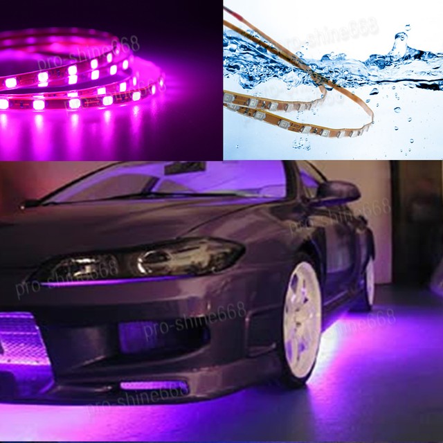 4pcs Pink Purple LED Strip Under Car Underglow Underbody System Neon ...