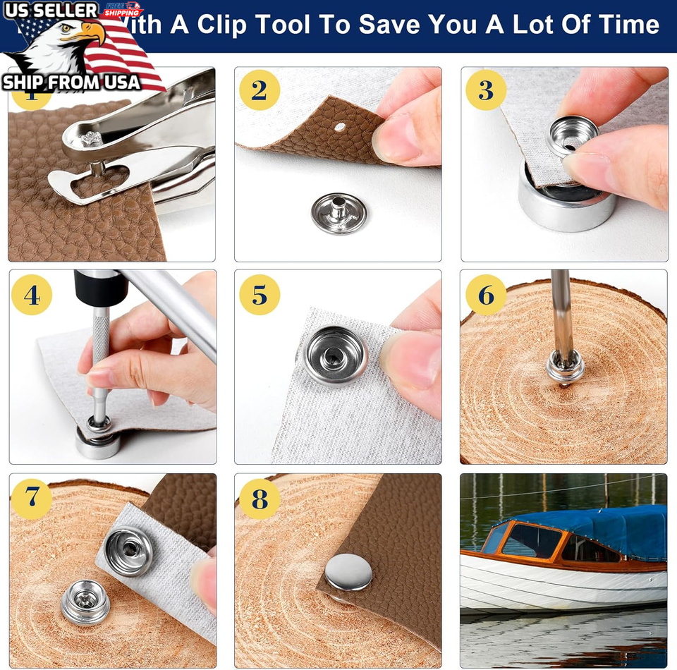 50 Set Stainless Steel Boat Marine Canvas Snap Cover Button Socket ...