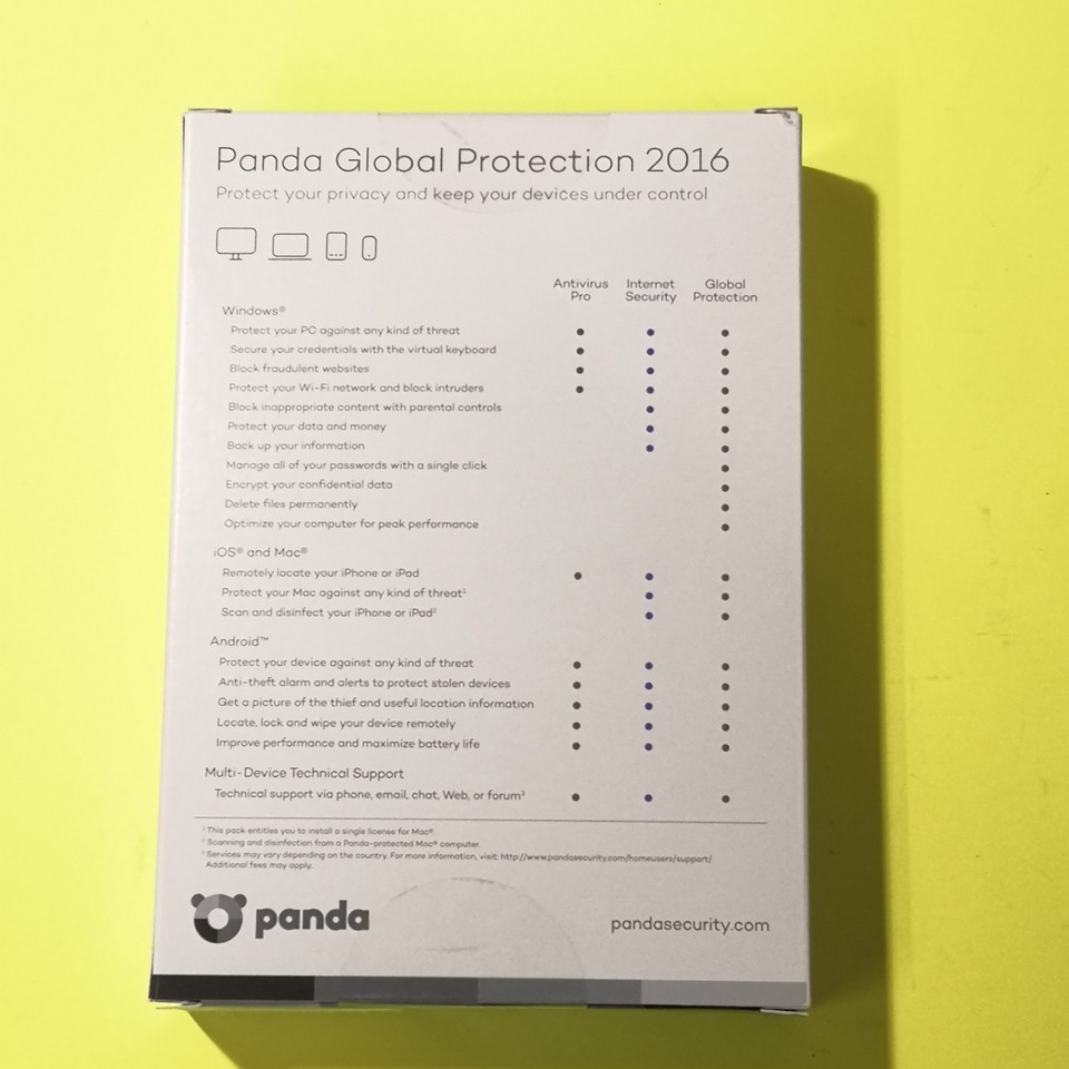 Panda Global Protection 3 Devices 1 Year Windows iOS Mac Android Free ...