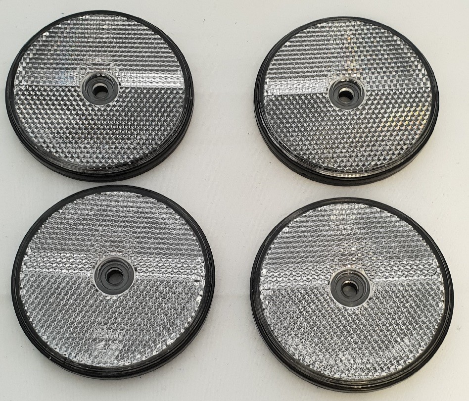4 Pack Of Clear Circle Bolt On Reflectors 6.5cm Diameter | eBay