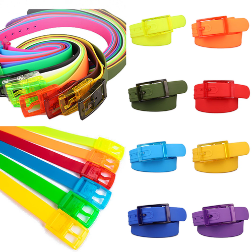 Adjustable Cut to Fit Rubber Plastic Jelly Silicone Casual Belt With ...