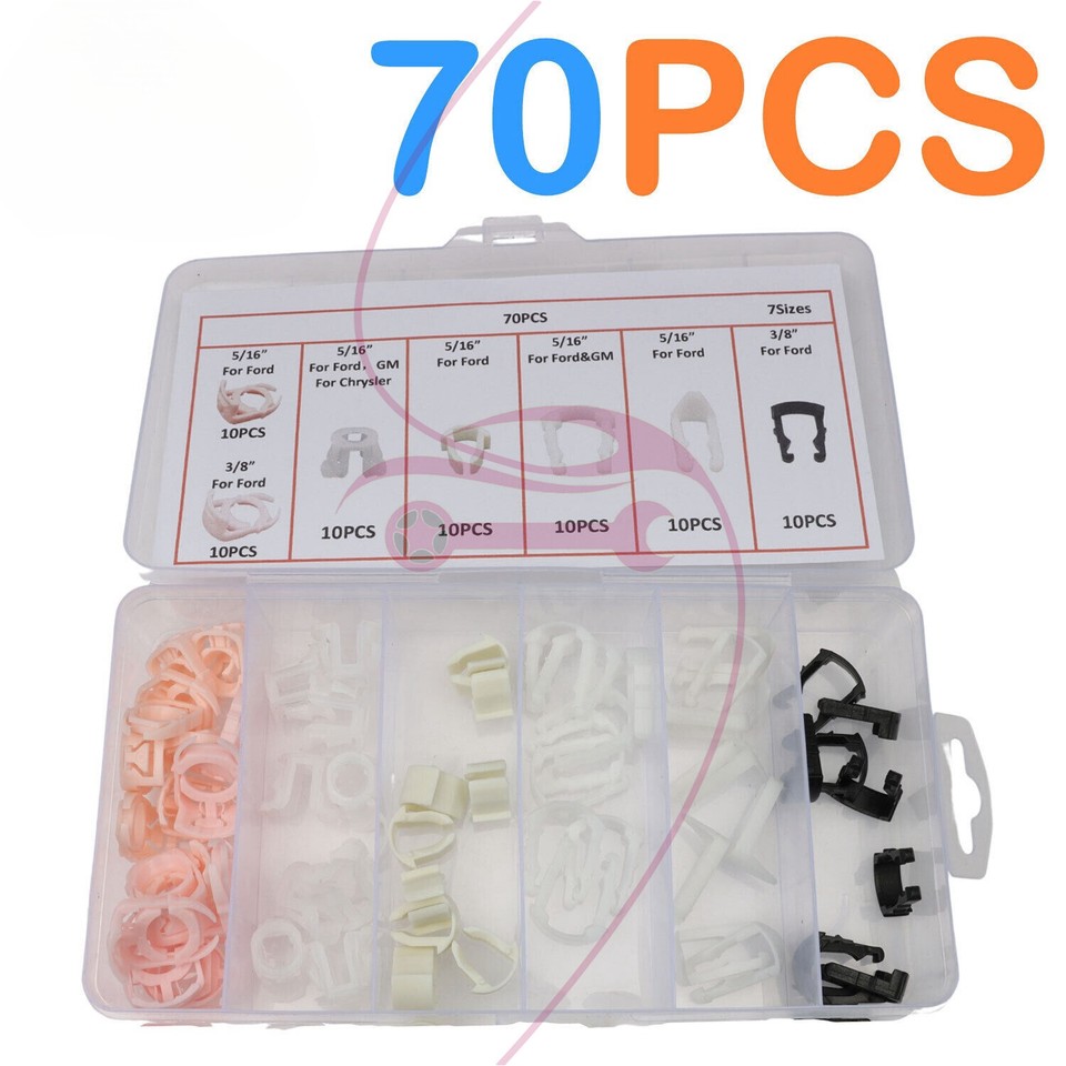 70 Pieces Fuel Line Retainer Clip 7 Size 3/8 5/16 Assortment fits ...
