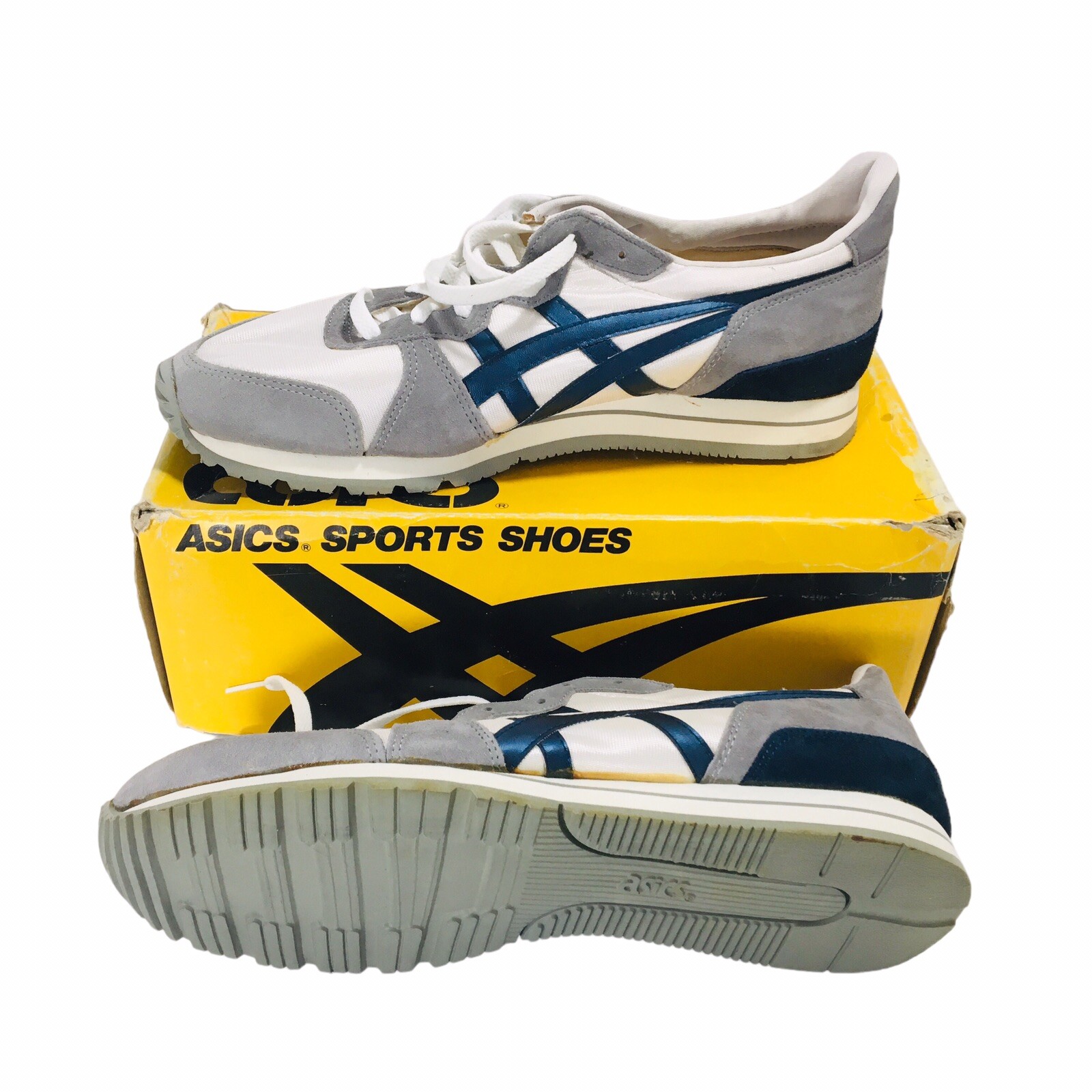 Vintage Asics Shoes Sneakers 1980's White w/Blue Size 14 U.S. w ...