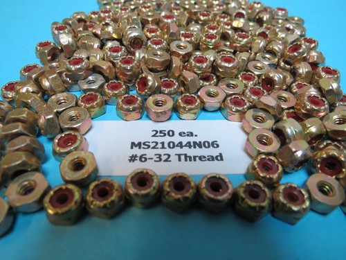 250 ea MS21044N06 AN365-632A Self Locking Aircraft Lock Nuts with Nylon ...