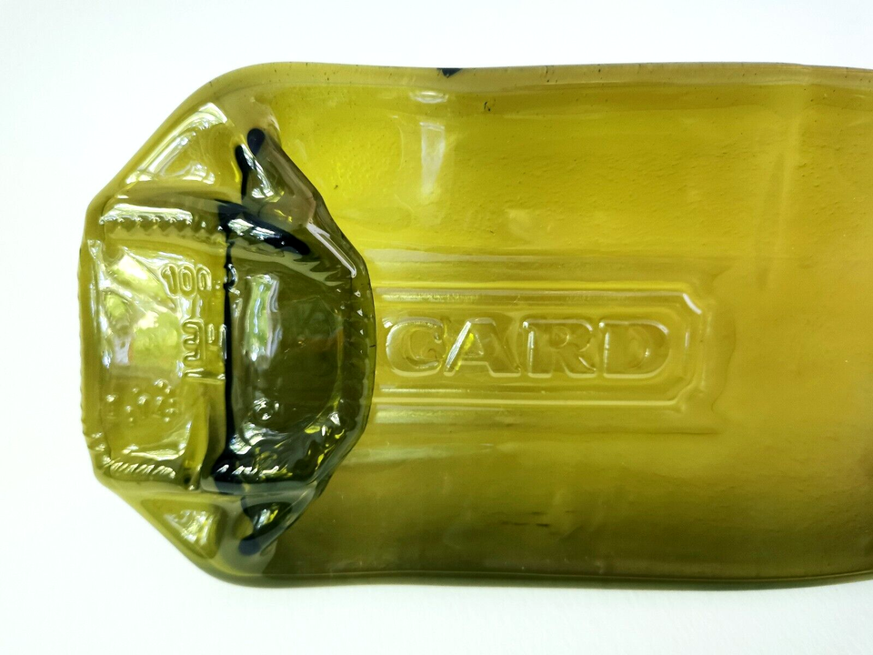 PRE OWNED KILN MELTED GLASS RICARD BOTTLE TRAY PLATTER TRINKET KEY DISH ...