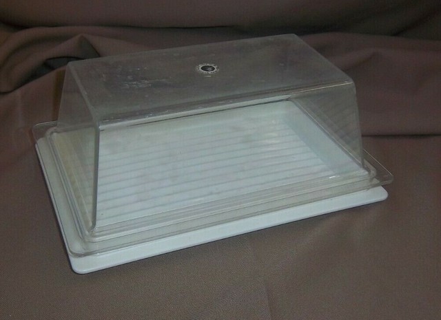 Vintage Tupperware Cheese Keeper Clear Cover 1634 1635 RARE Made in USA ...