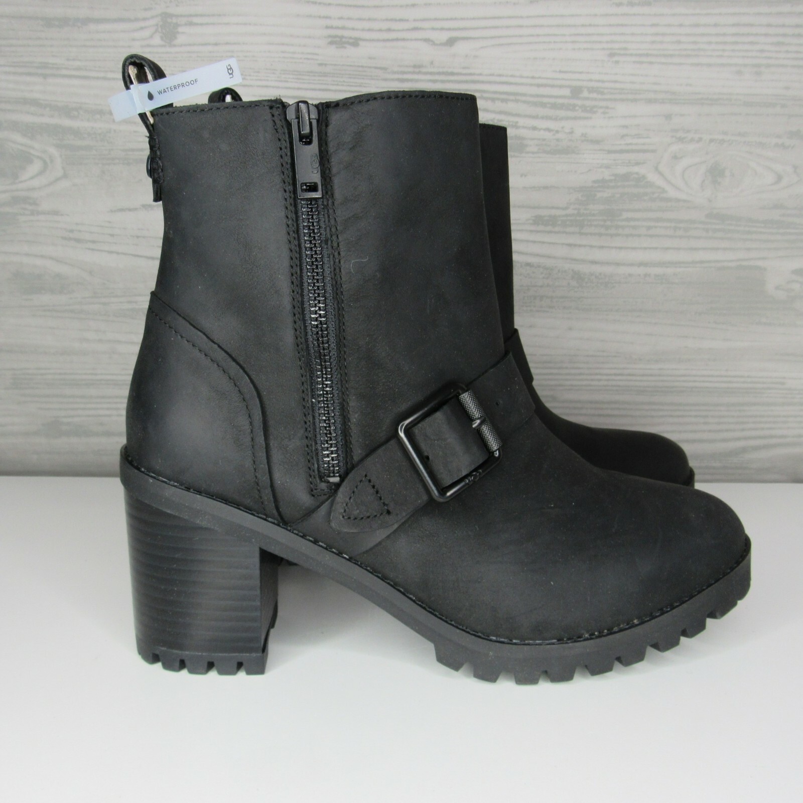 UGG WOMEN’S FERN WATERPROOF LEATHER CHUNKY HEEL BOOTS US SIZE 9.5 | eBay