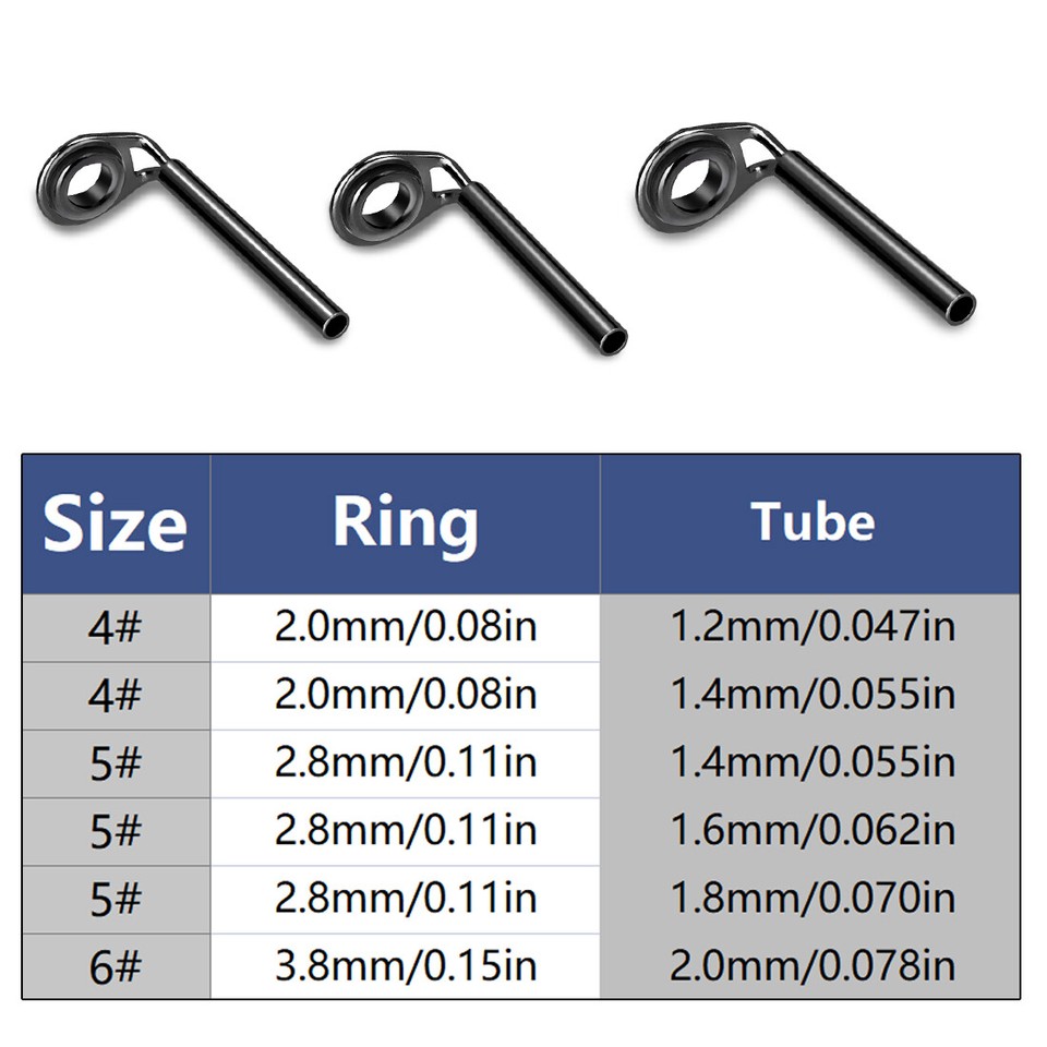 Black/Sliver Micro Fishing Rod Tip Guide Repair Kit Fishing Rod ...