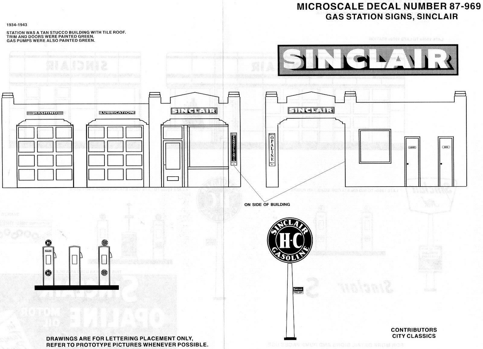 HO Scale Microscale 87-969 Sinclair Gas Station Sign Decal Set | eBay