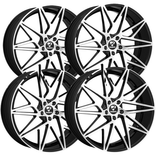 (Set of 4) Ravetti M5 20x8.5 5x4.5" +38mm Black/Machined Wheels Rims 20 ...