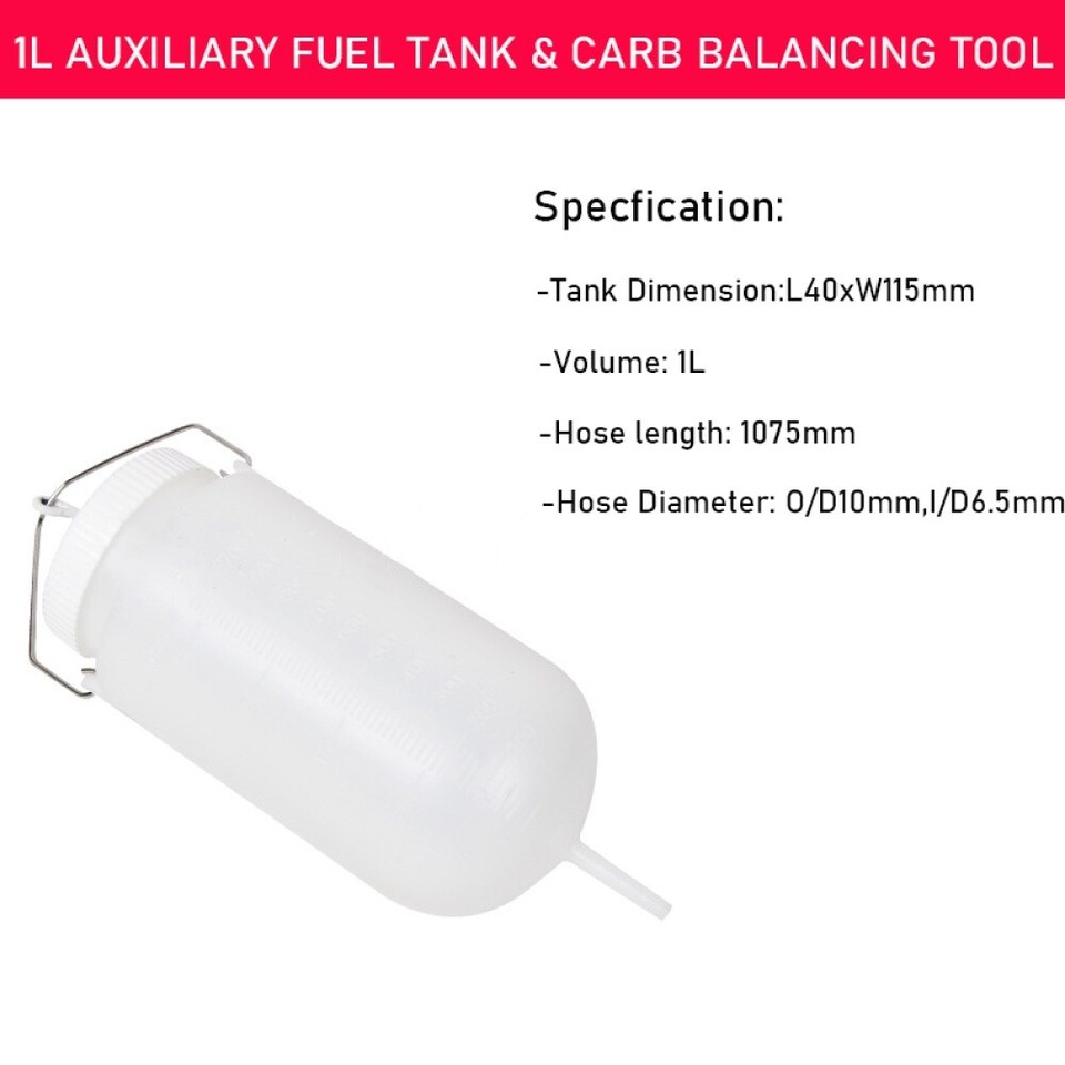 MOTORCYCLE 1L AUXILIARY FUEL TANK&CARB BALANCING GAS CONTAINER TUNING ...