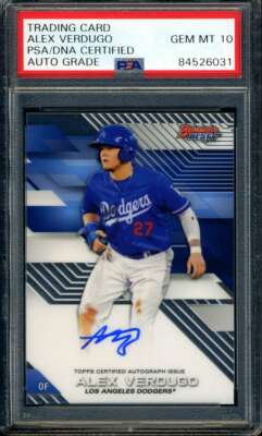 Alex Verdugo Gem Mint 10 PSA DNA Signed 2016 Bowmans Best Rookie ...