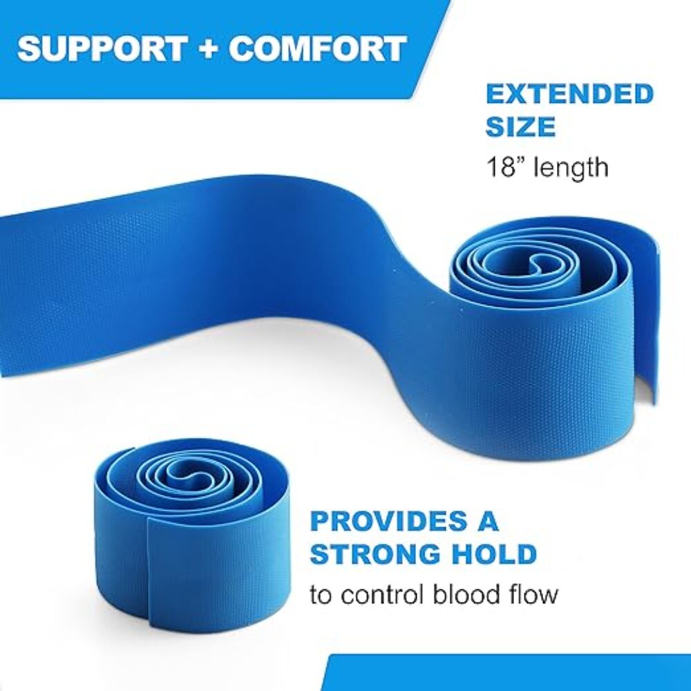 50Pack Latex-Free Rubber Hemostatic Band Blue TPE Tourniquet Disposable ...