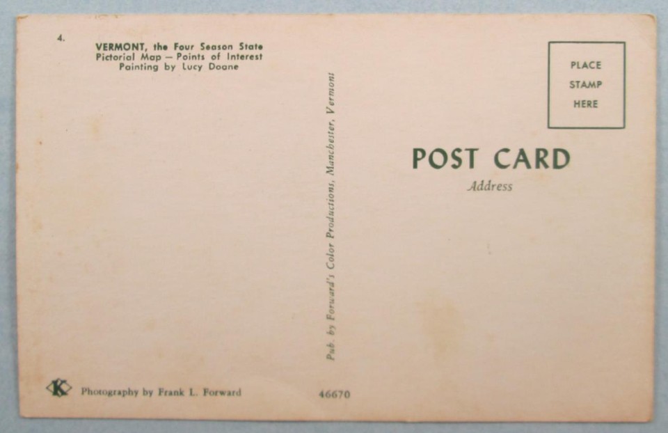 Pictorial Map, Points Of Interest, VT Vermont Postcard (#7075) | eBay
