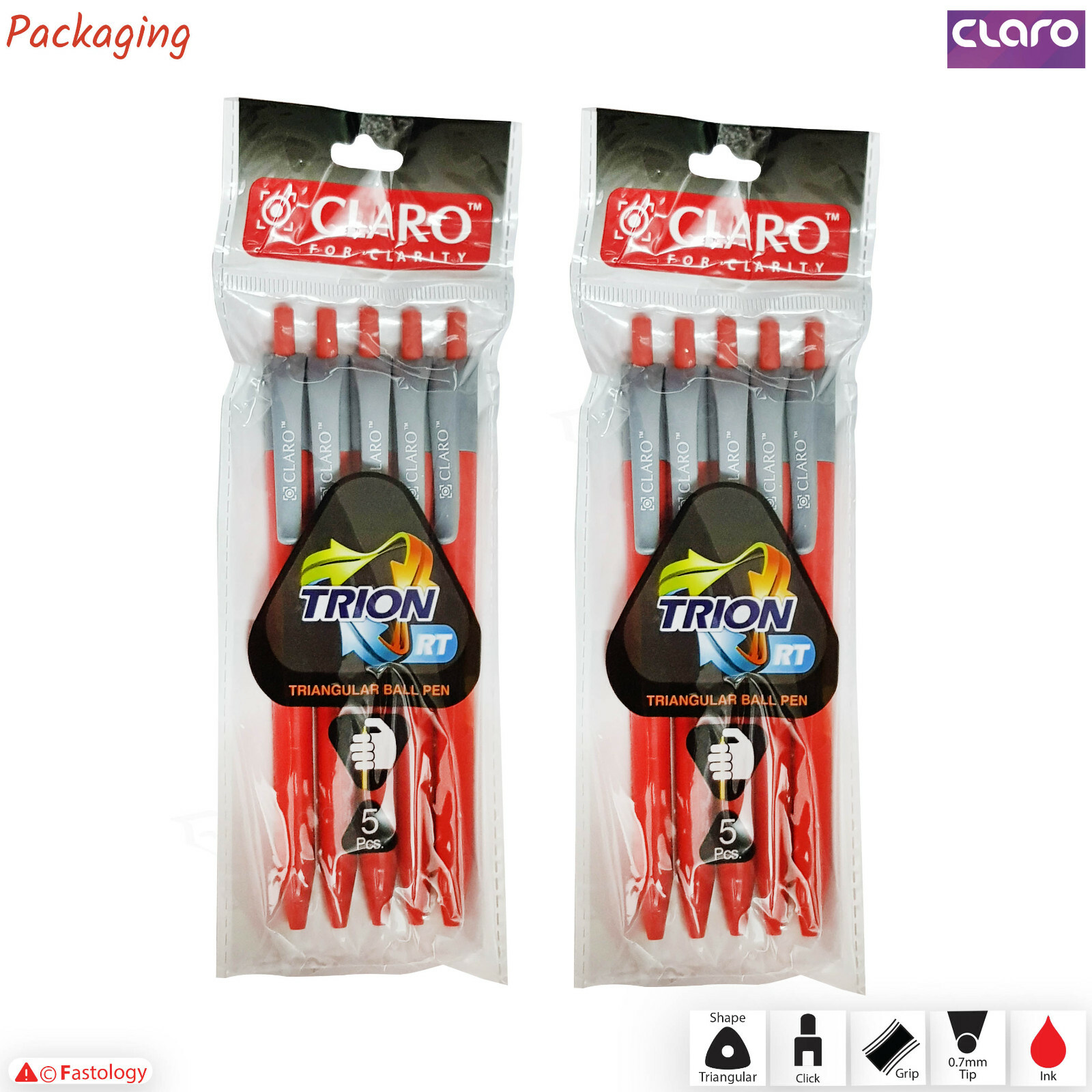 RED Ballpoint Pens CLARO Trion-RT Retractable 0.7mm Fine Point Smooth ...