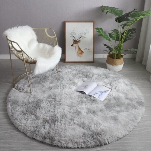 Plush Round Rug Fluffy White Carpets for Living Room Soft Home Decor ...