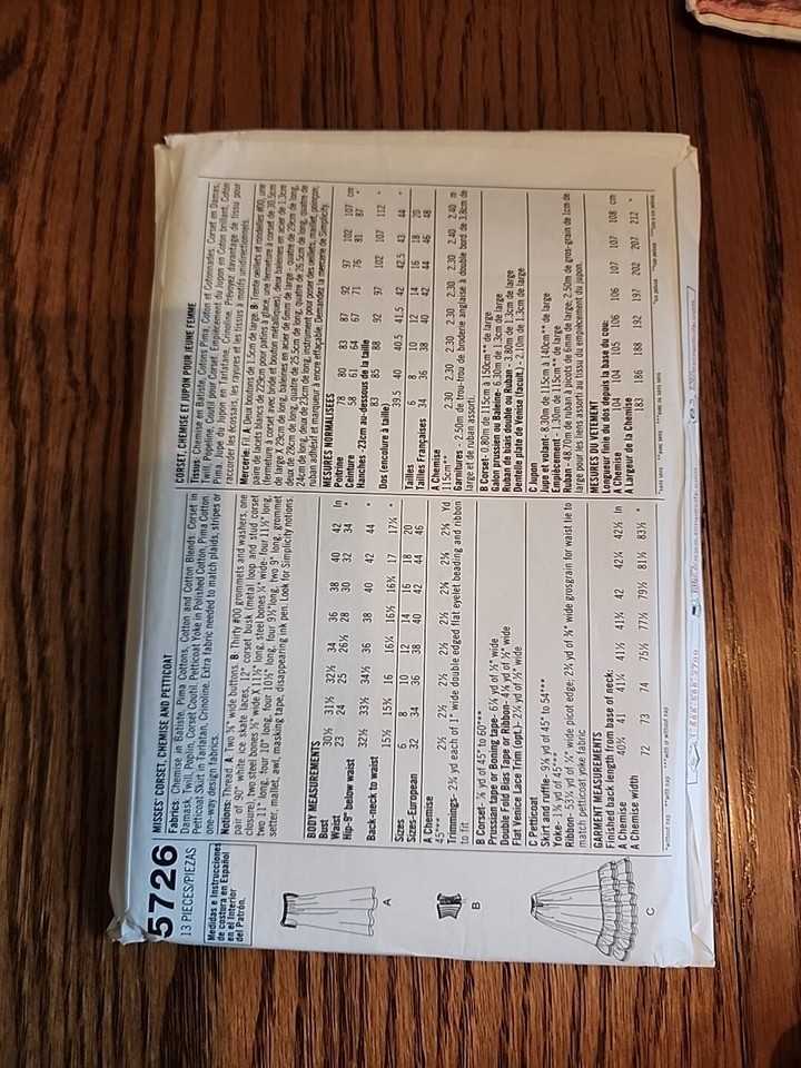 SIMPLICITY SEWING PATTERN FASHION HISTORIAN 5726 SZ HH 6-12 PETTICOAT ...