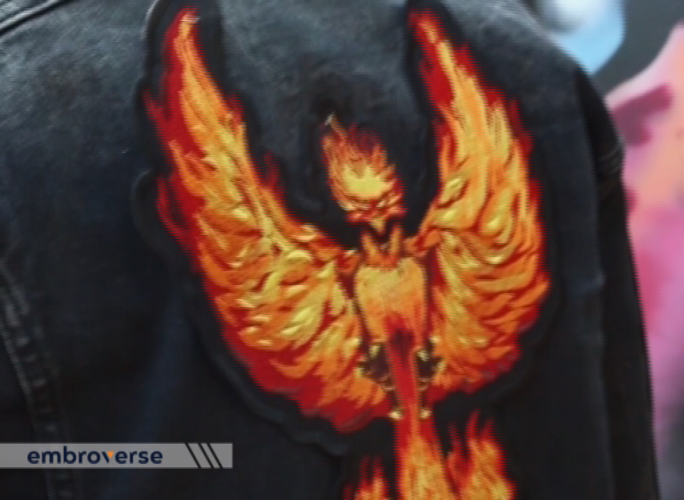Fire Phoenix Large Patch – Red Gold and Blue Mystic Bird – Embroidered ...