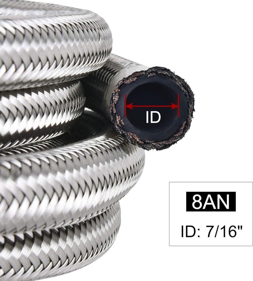 6AN 8AN 10AN 10FT 20FT Braided Nylon Fuel Line Kit CPE Hose end ...