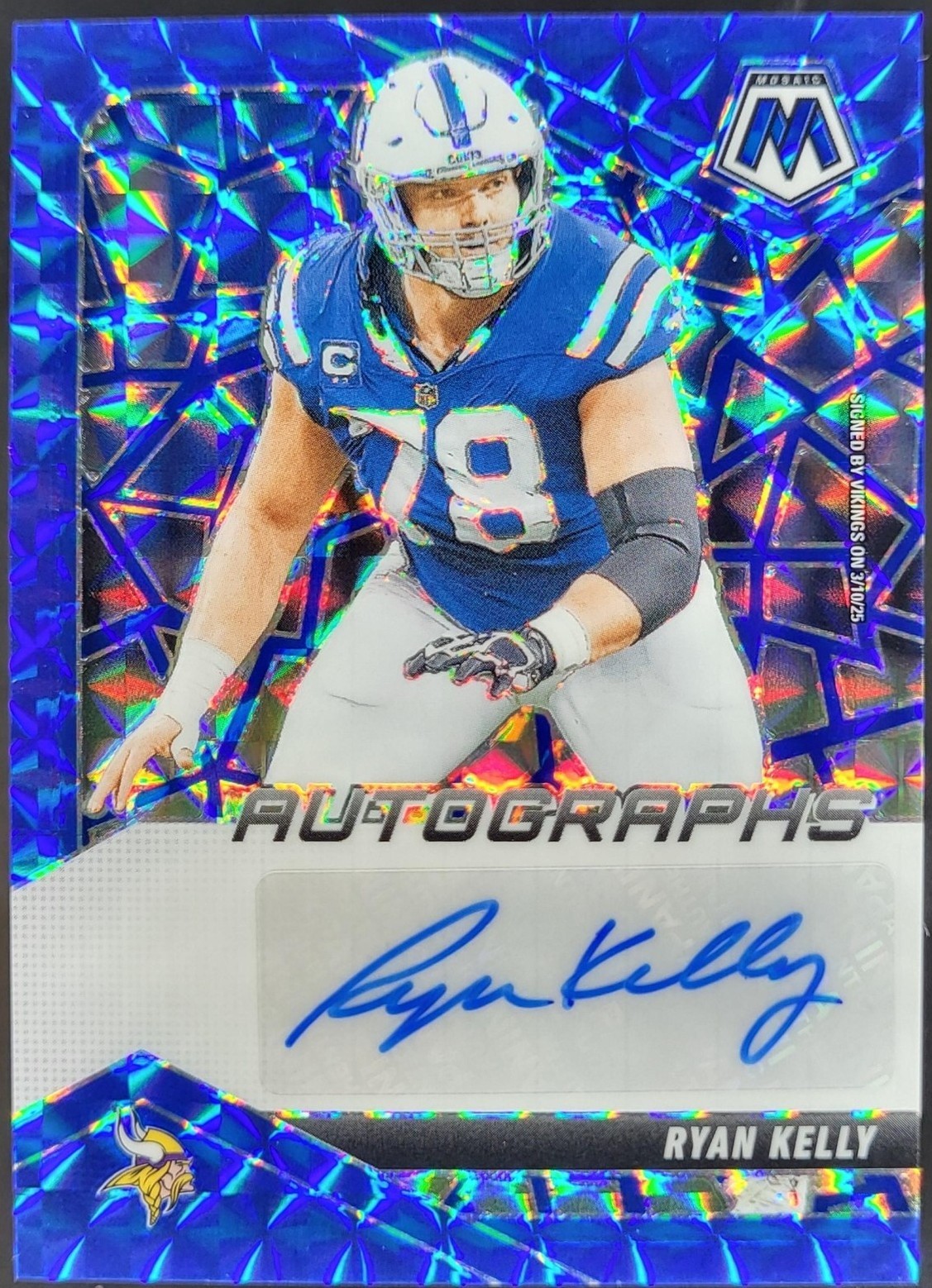 2025 Panini Mosaic - Autographs Mosaic Ryan Kelly #AMC-RKY Blue Prizm ...