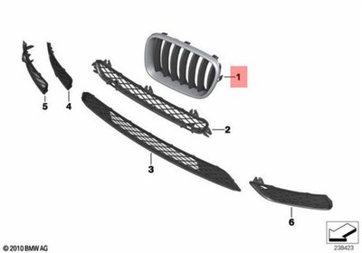 Genuine BMW X3 F25 Front Radiator Kidney Grille Right OEM 51117210726 ...