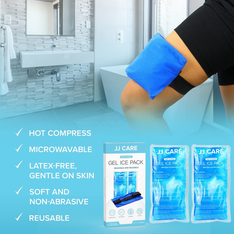 Gel Ice Packs Reusable - Pack of 2 Soft Ice Pack for Injuries with Wrap ...