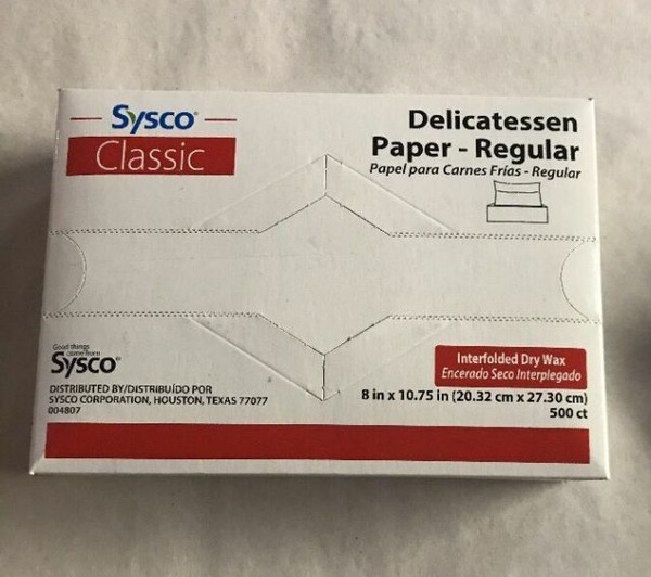 Case Sysco 8" X 10.75" Interfolded Waxed Deli Bakery Sandwich Paper ...