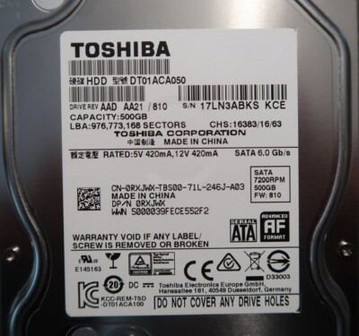 Toshiba DT01ACA050 7200rpm 6gb/s 32MB 3.5" Sata Internal HDD | eBay ...