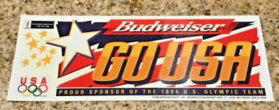 BUDWEISER BEER GO USA OLYMPICS Window Sticker Decal 10”X 4”Vintage ...