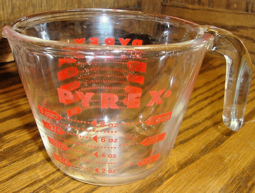 Pyrex 1 Cup Measure Cup Red Letter Metric Pour Spout Open Handle~Made ...
