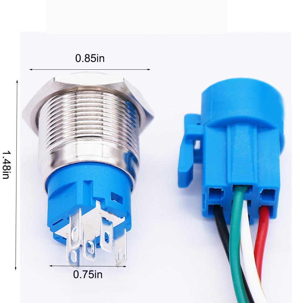 1* Red/Blue/Green Push Button Switch 19mm Metal Flat Momentary LED ...