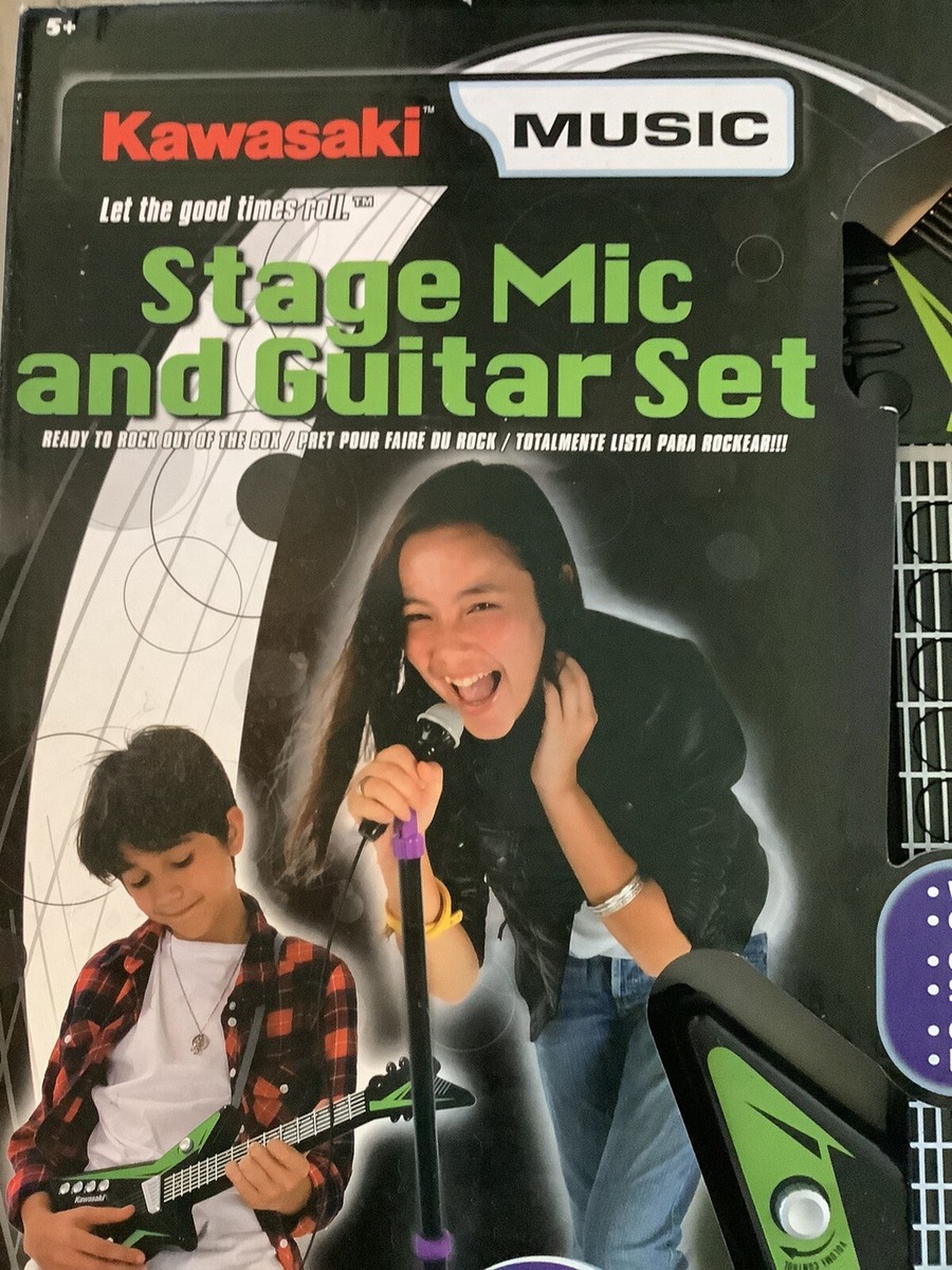 Vintage Kawasaki Musical Stage Mic And Guitar Set New Rock Vintage Kawasaki Musical Stage Mic And Guitar Set New Rock