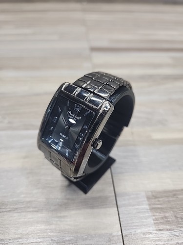 Gruen Precision Silver Gun Metal Men's Watch Black Dial New Battery ...