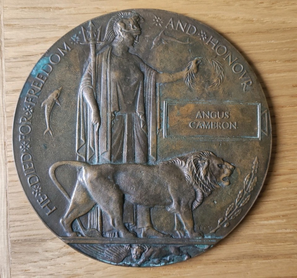 WW1 Bronze Memorial Plaque/Death Penny and Condolence Note Angus ...