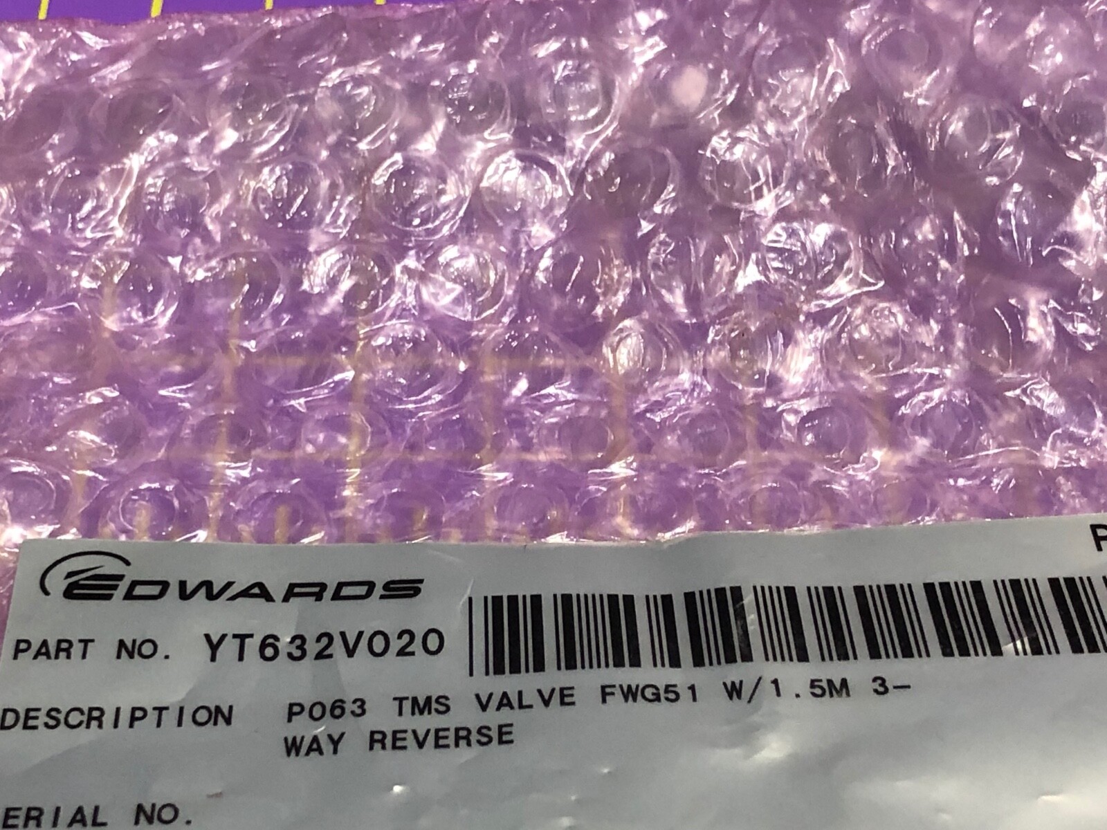 BOC Edwards P/N: YT63-2V-020 P063 TMS VALVE FWG51 W/1.5M 3WAY REVERSE ...