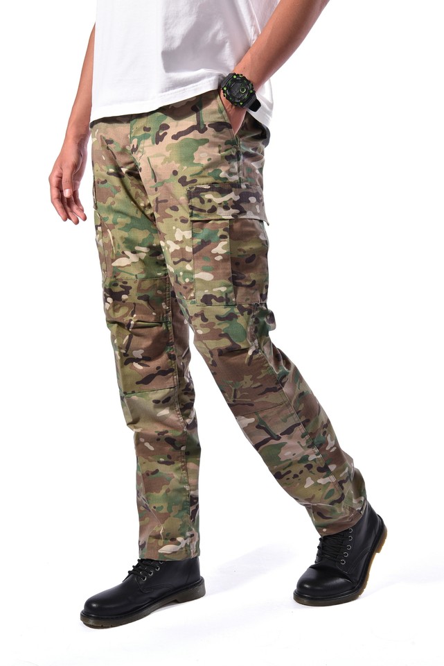 BACKBONE Mens Army Style BDU Pants Multi-Pocket Camouflage Casual Cargo ...