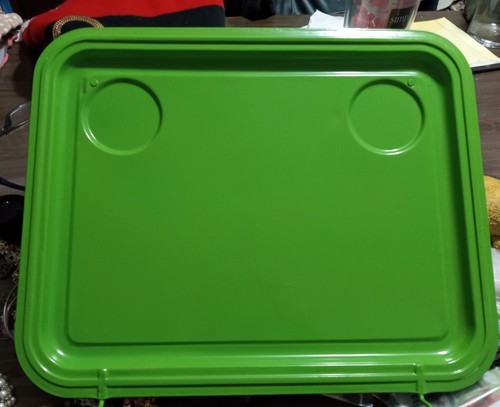 Vintage Vivid Green Drive In Car Hop Metal Window Door Tray 15.5" x 12. ...